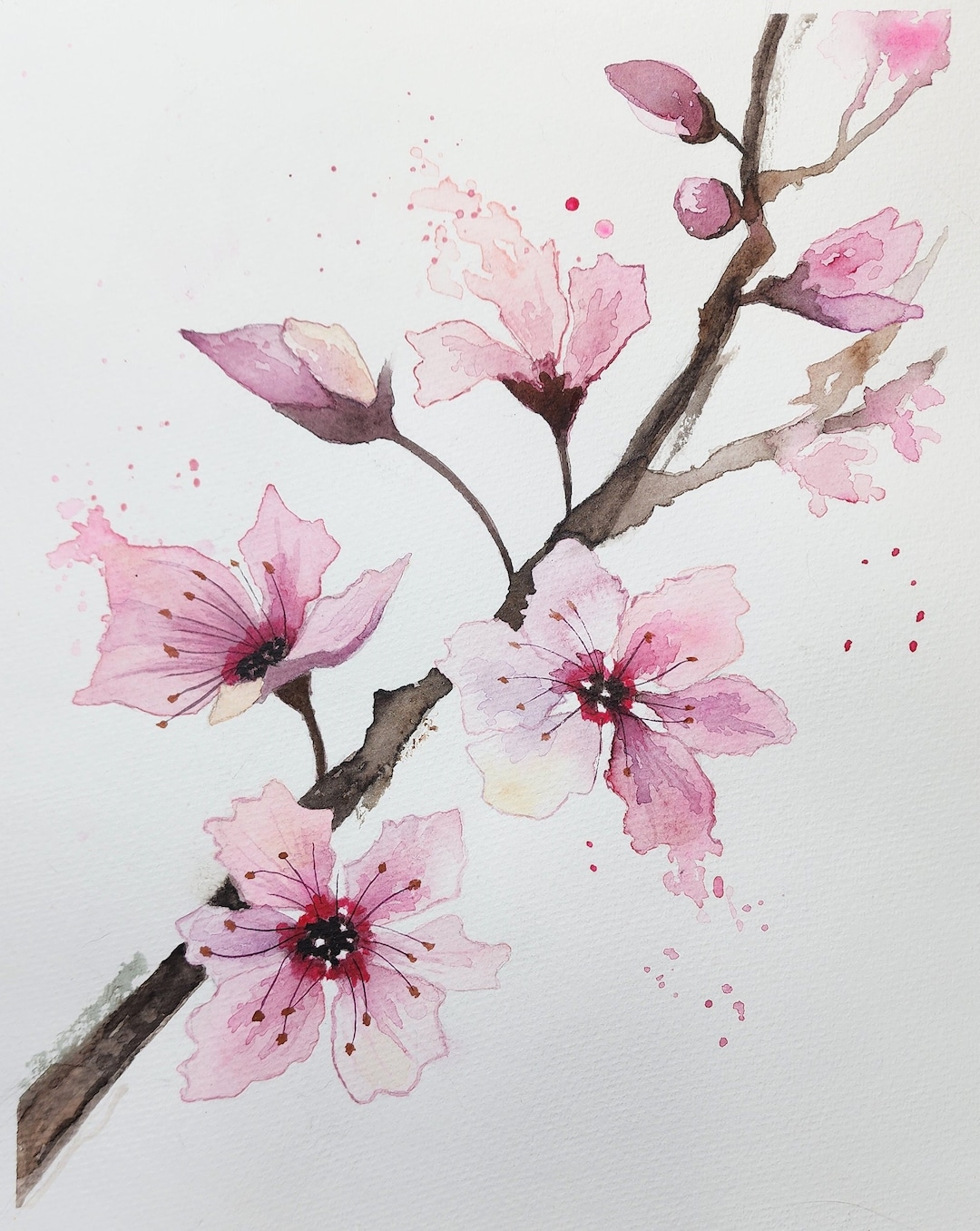 Cherry Blossom Painting, Cherry Tree Painting, Print Titled: "sakura in ...