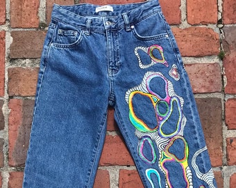 Rainbow Drip Bubble Jeans - Etsy