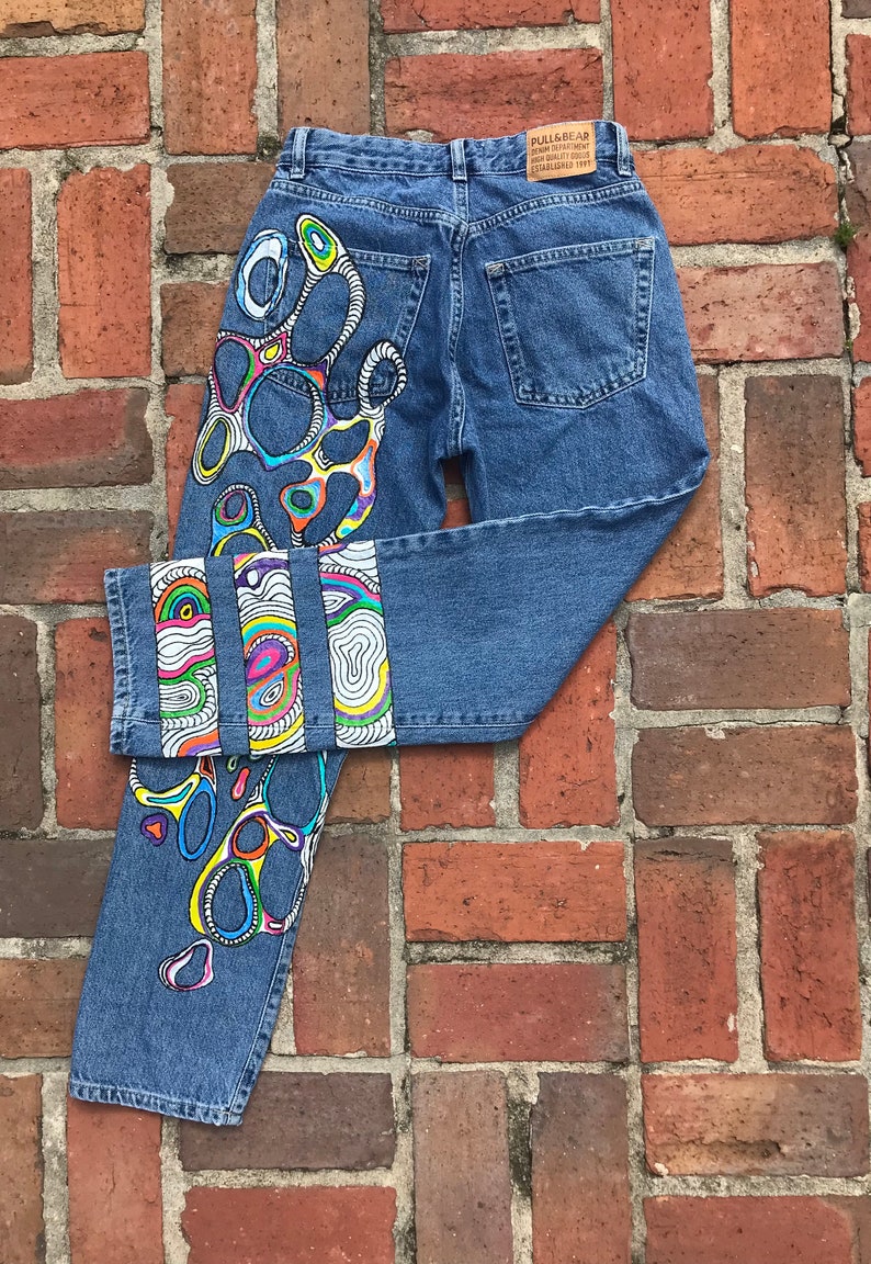 Rainbow Drip Bubble Jeans - Etsy