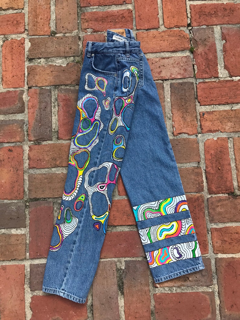 Rainbow Drip Bubble Jeans - Etsy