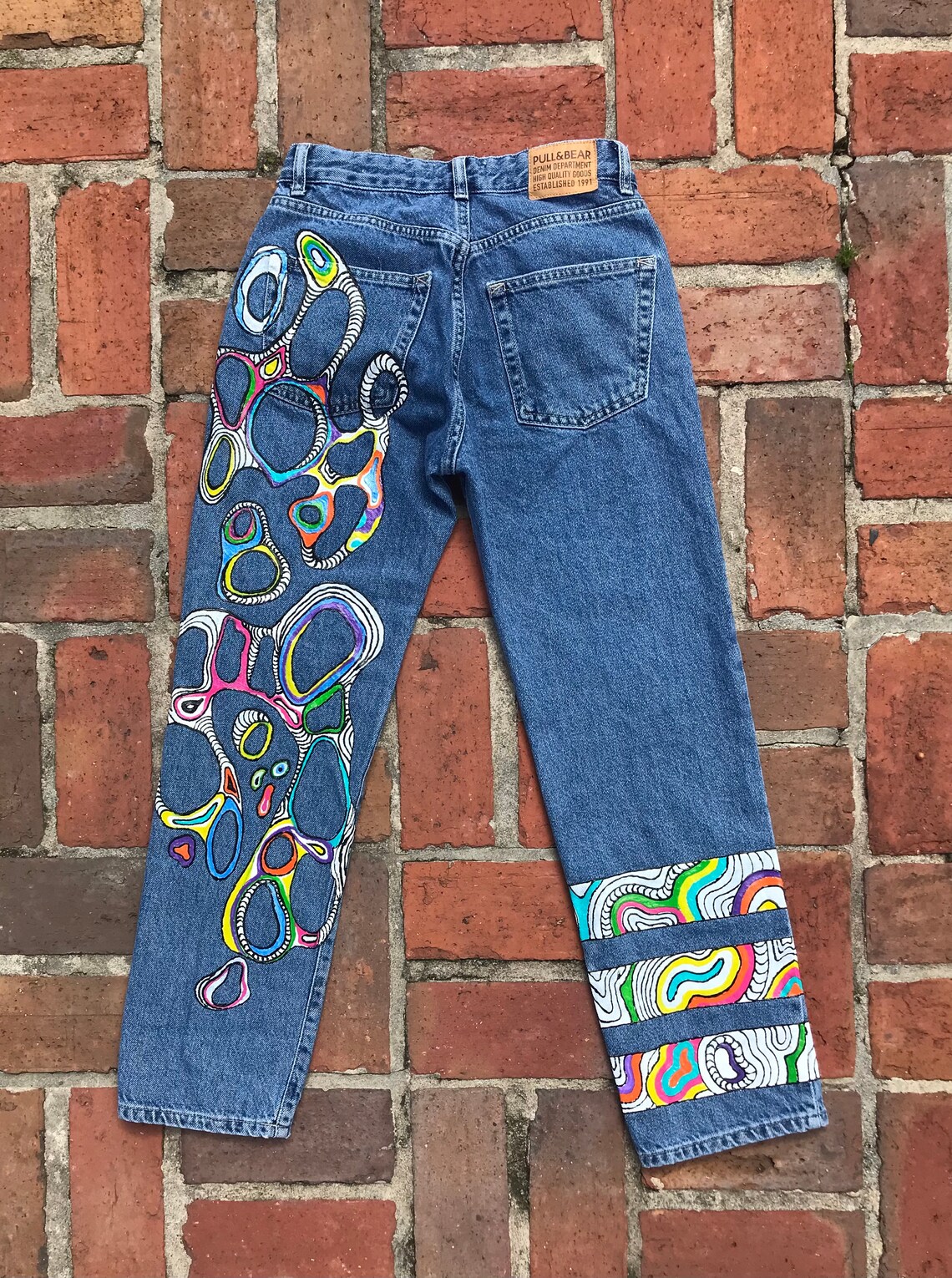Rainbow Drip Bubble Jeans - Etsy
