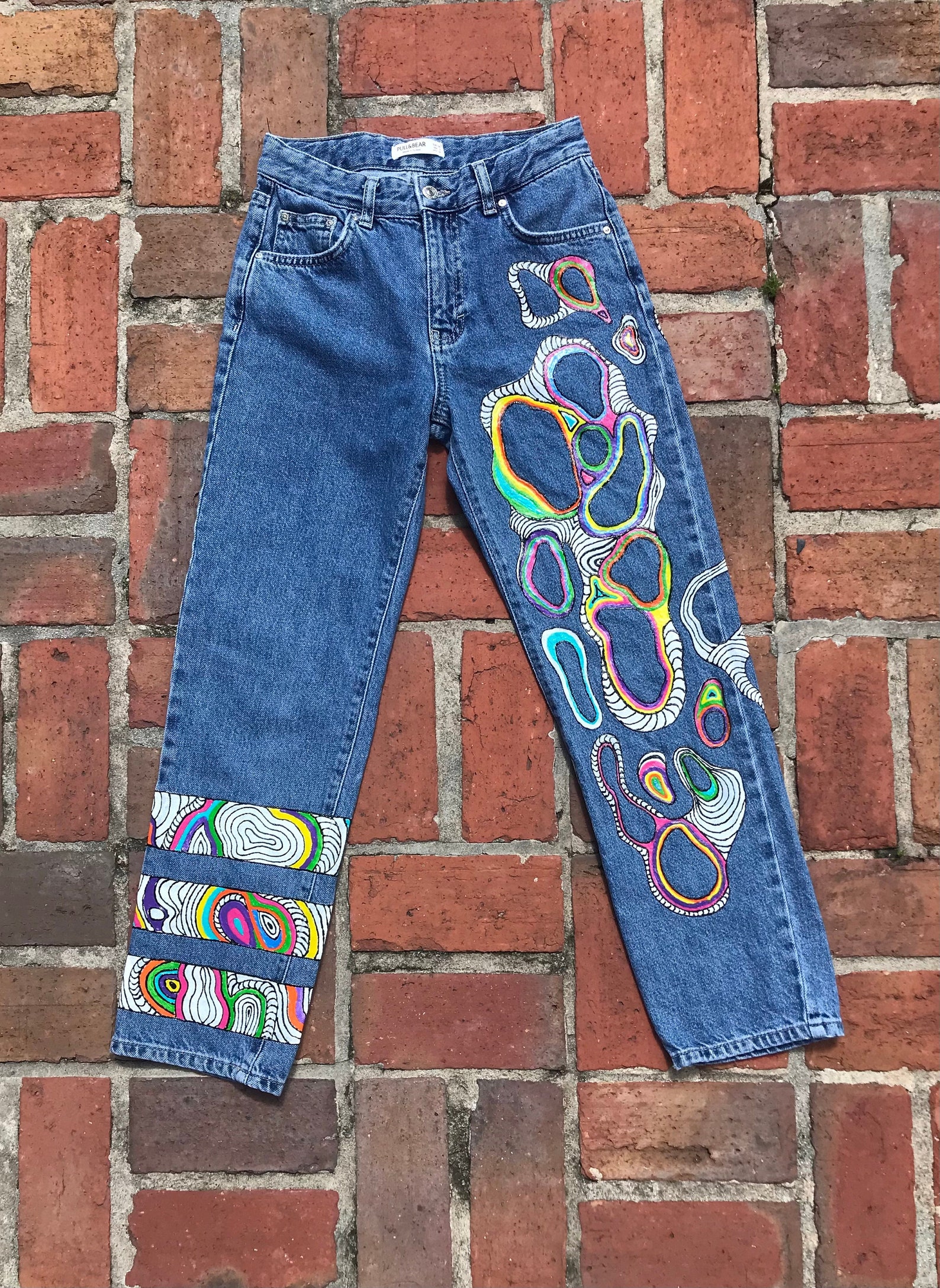 Rainbow Drip Bubble Jeans - Etsy
