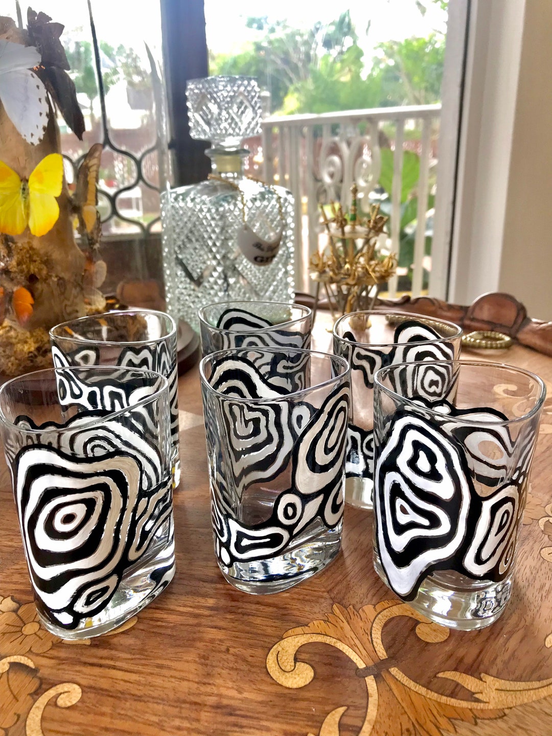 Set of 6 Hand Painted Glasses - Etsy