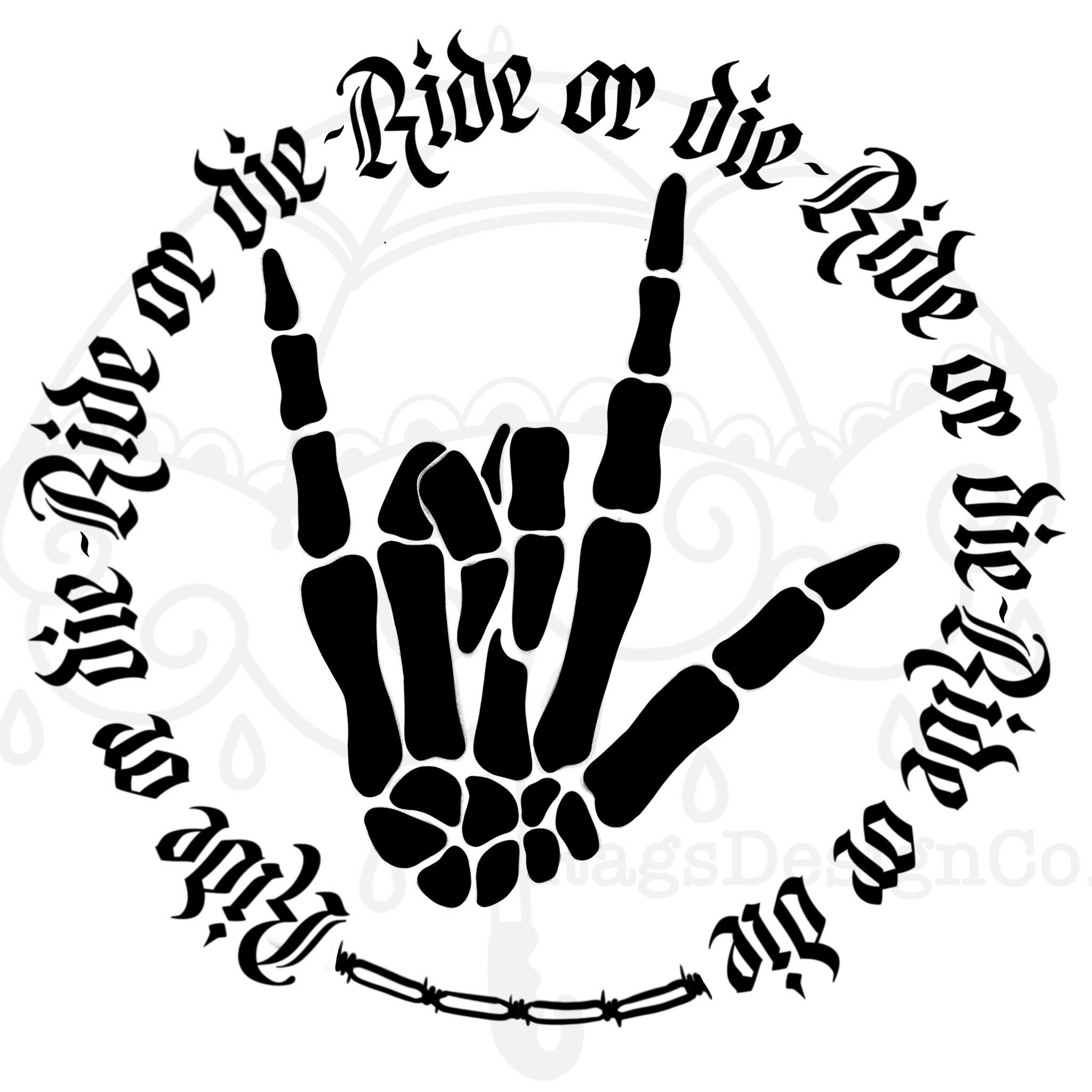 Ride or Die Skeleton Hand Design - Etsy