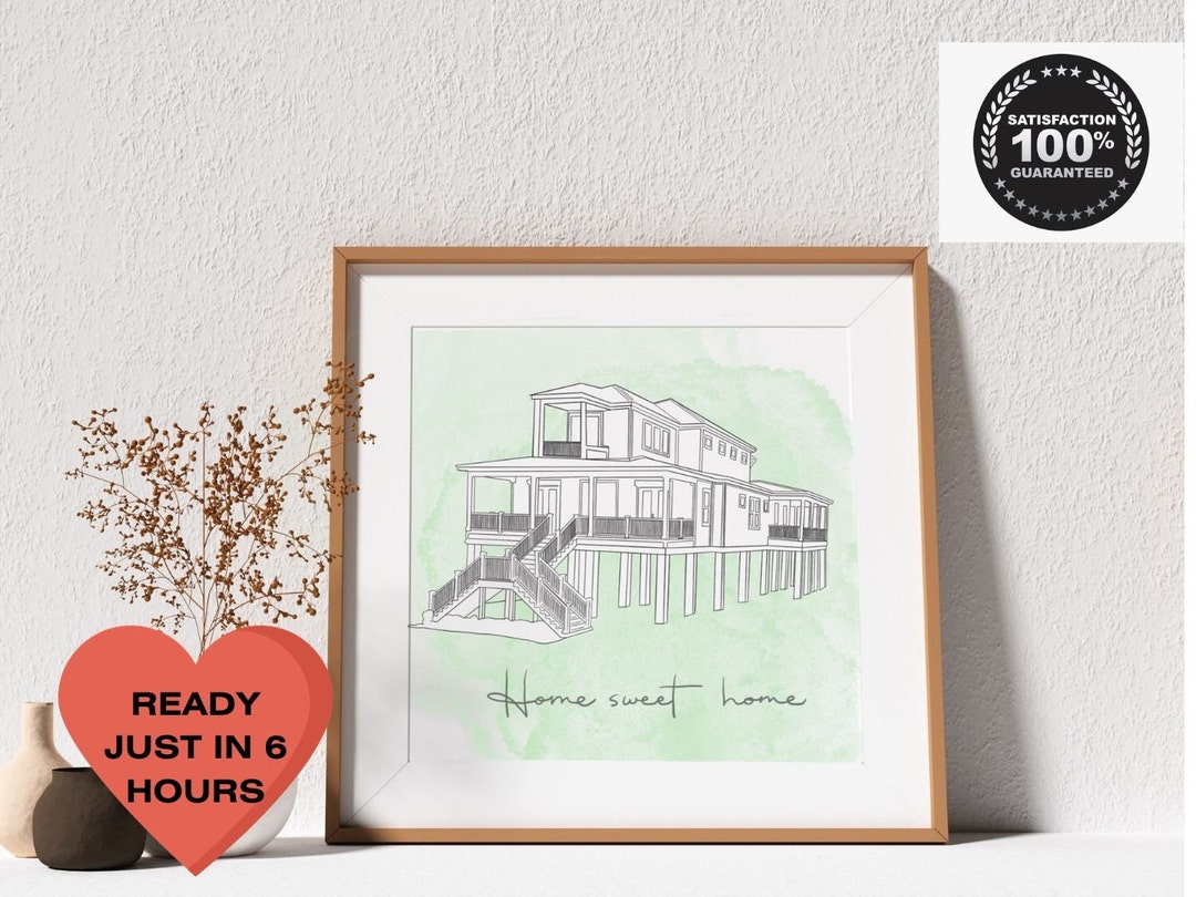 Hand Drawn Bespoke House Sketch Custom Illustration New Home Gift ...