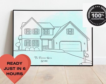 CUSTOM LINE DRAWING, Digital Illustration, Line Art, House Art, House ...