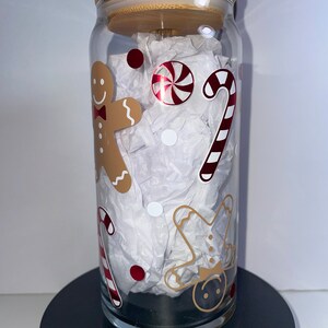 Gingerbread Man | Candy Cane Land | Christmas Glass | 20oz Glass Can ...