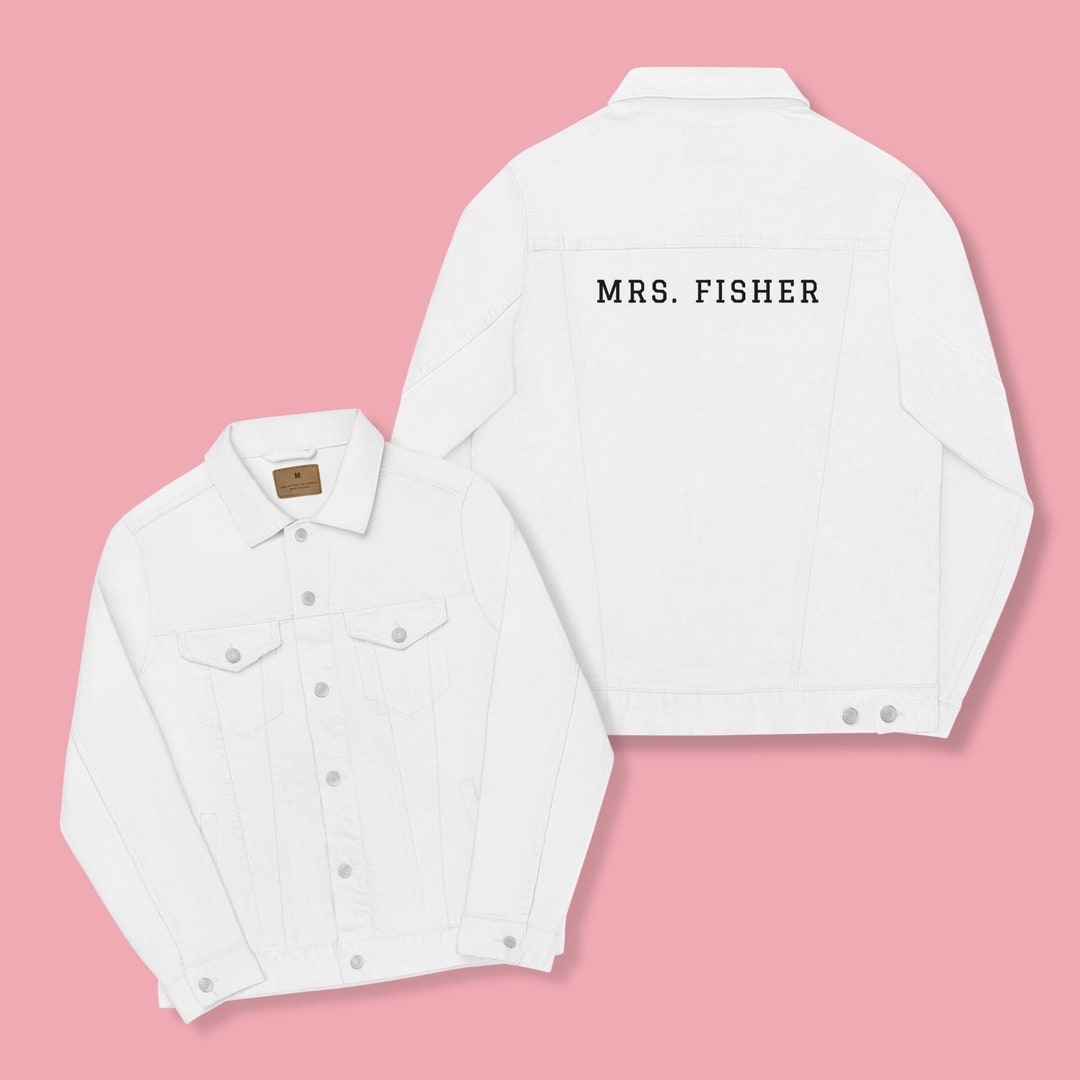 Custom Embroidered White Denim Jacket Bride Gift | Bride-to-be ...