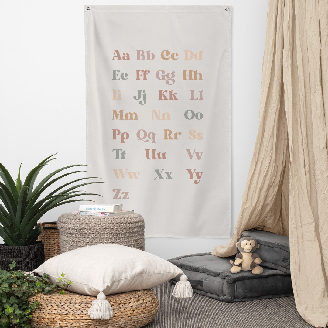Neutral Boho Alphabet Flag Banner | Nursery Playroom Wall Art Decor - Etsy