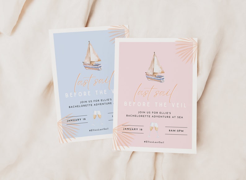 ELLIE Last Sail Bachelorette Invitation CANVA TEMPLATE | Print at Home ...