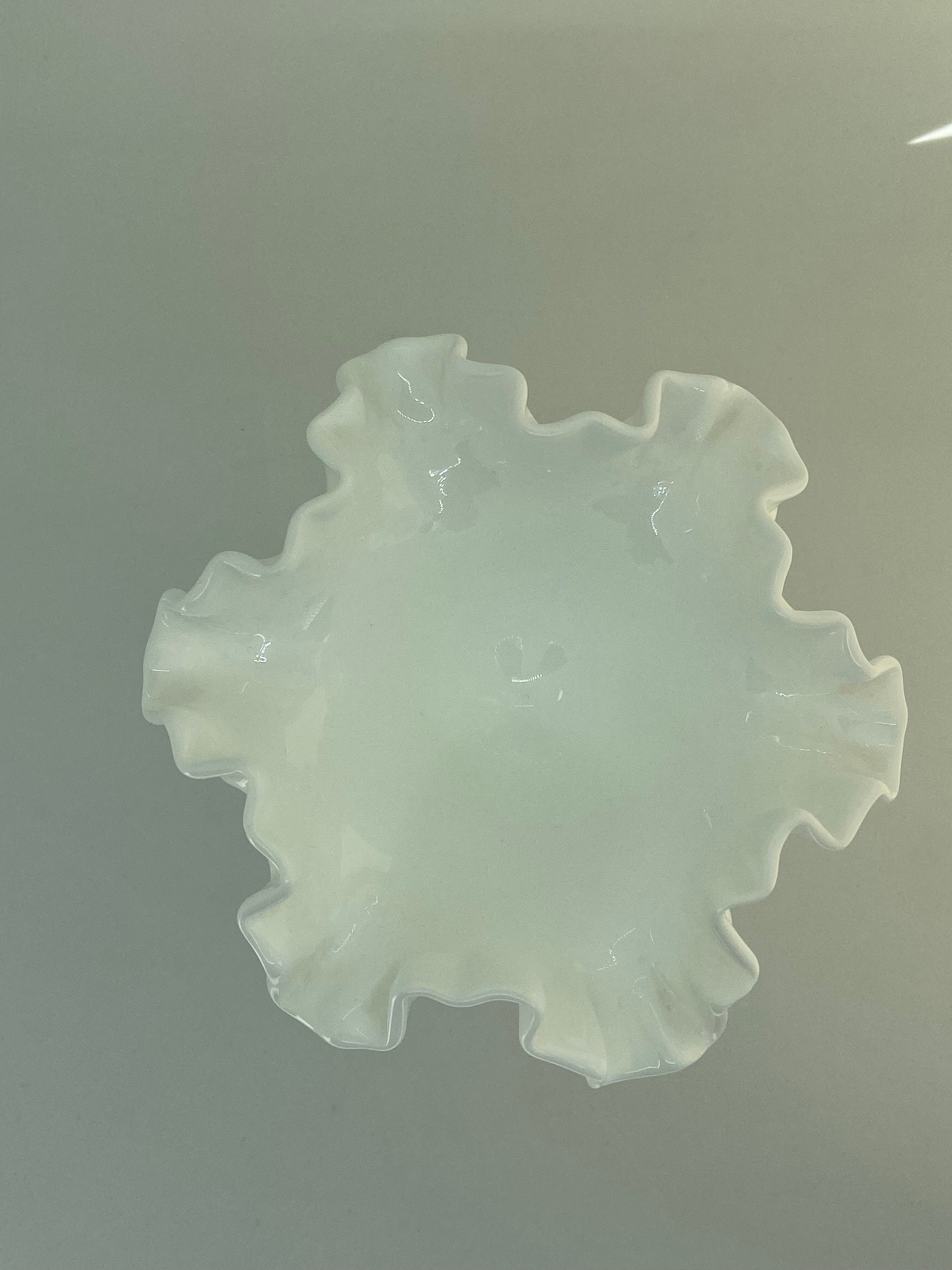 White Fenton Ruffled Edge Pedestal Candy Dish Hobnail - Etsy