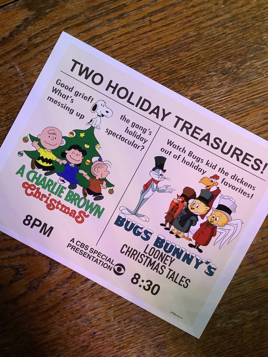 Charlie Brown/bugs Bunny Christmas TV Guide Ad Art Print - Etsy