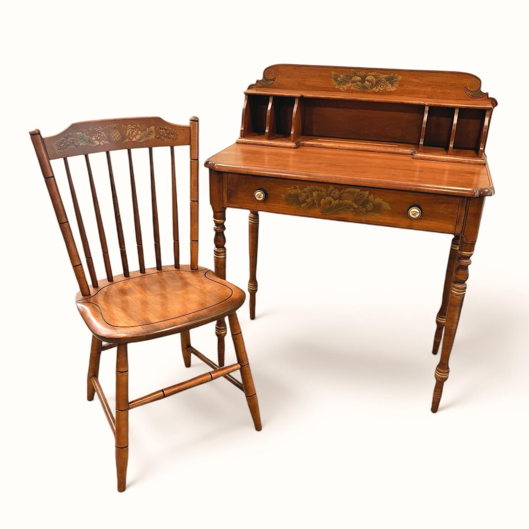 Hitchcock Writing Desk and Chair Set - Vintage American Craftsmanship ...