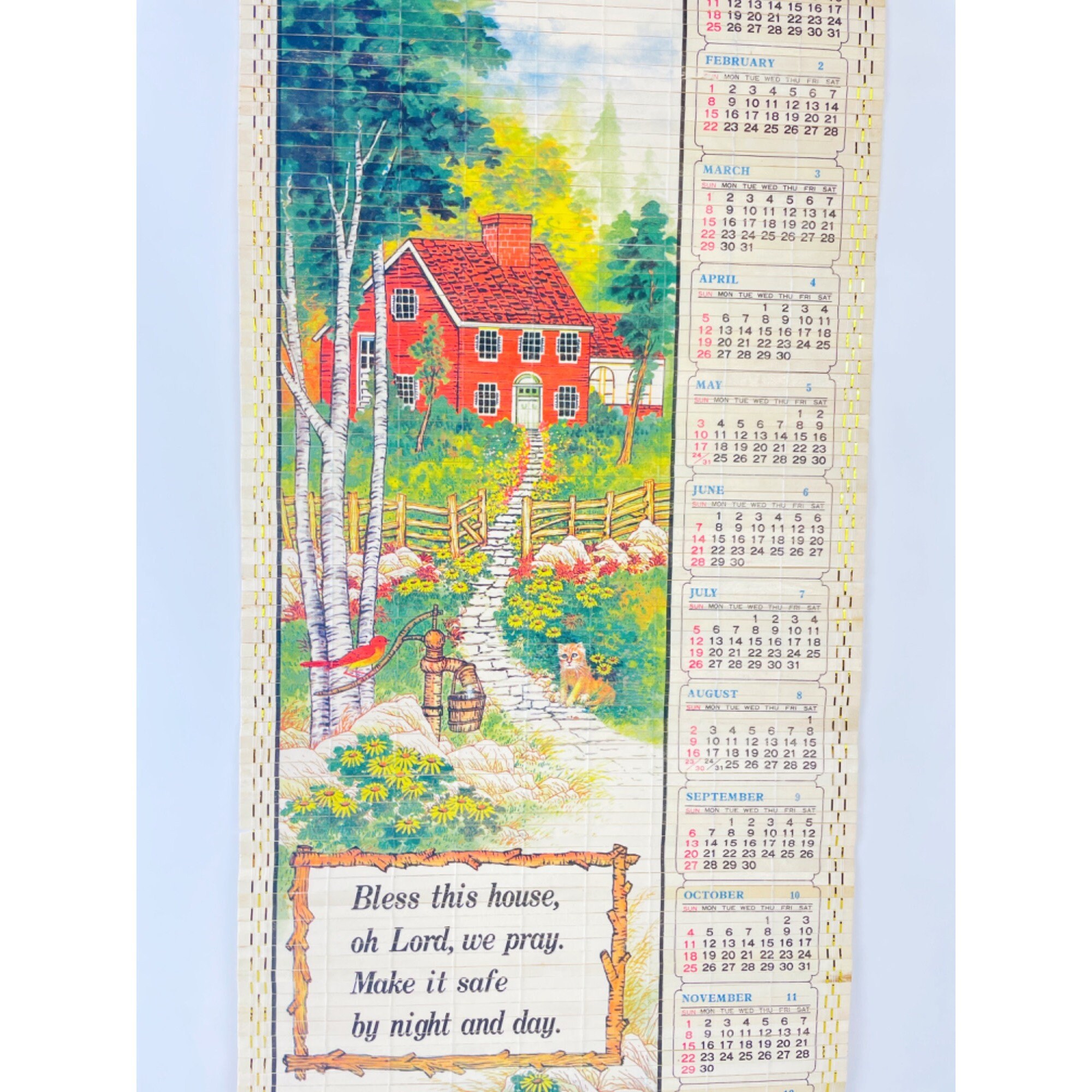 1981 Wooden Wall Scroll Calendar Happy Home W/ Box Vintage Collectible ...