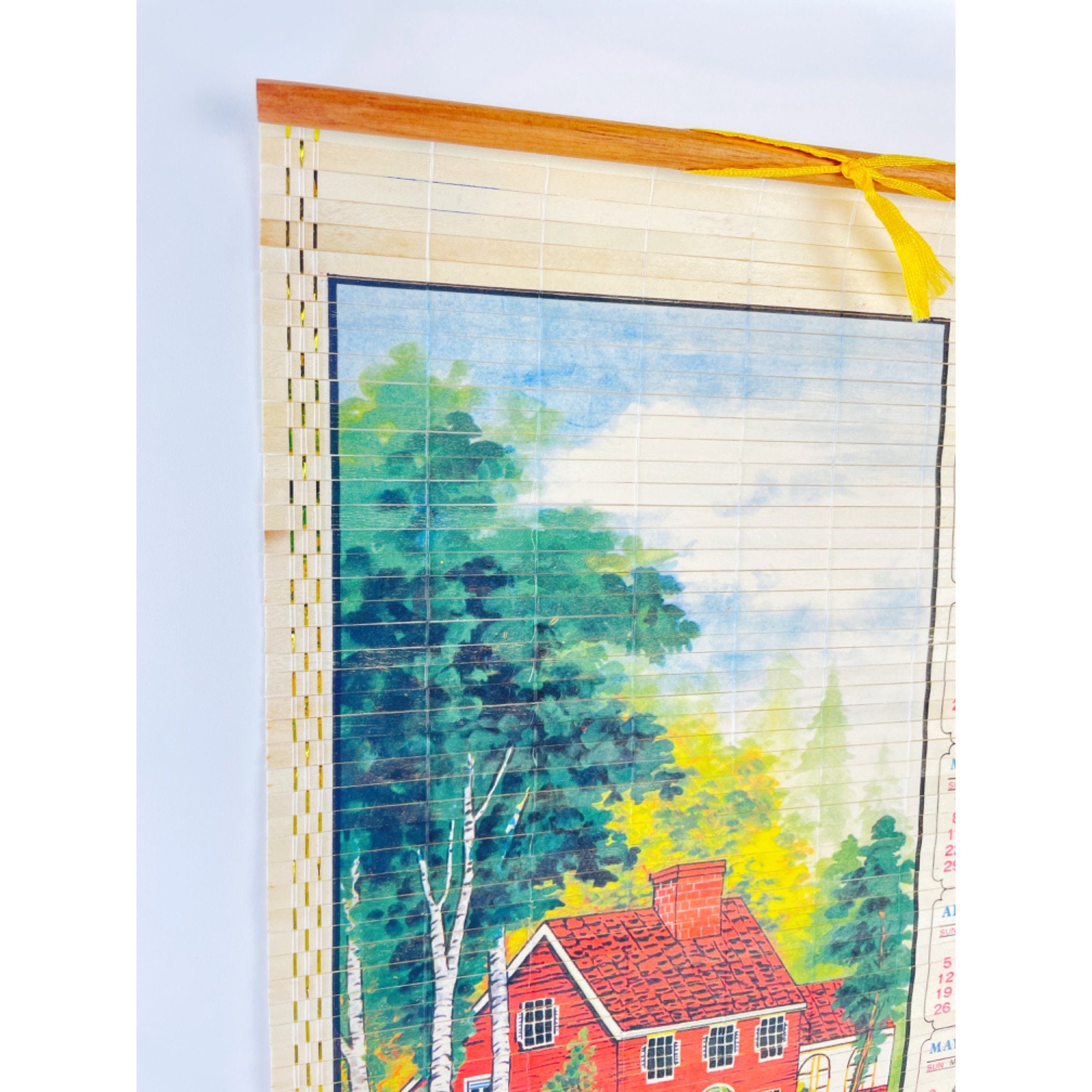 1981 Wooden Wall Scroll Calendar Happy Home W/ Box Vintage Collectible ...