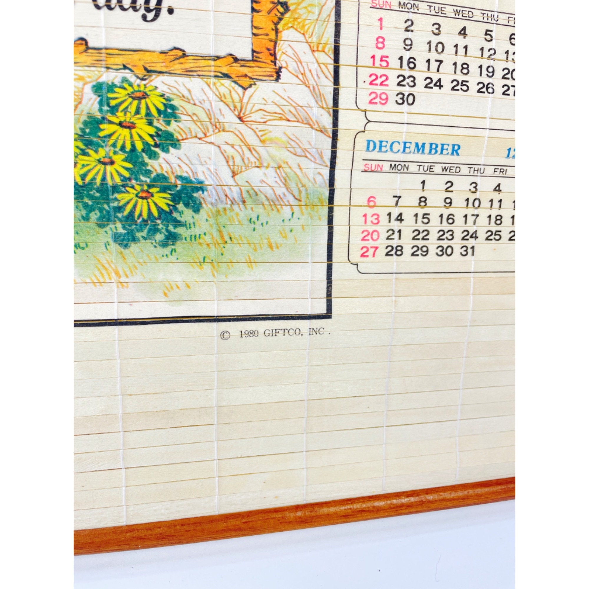 1981 Wooden Wall Scroll Calendar Happy Home W/ Box Vintage Collectible ...