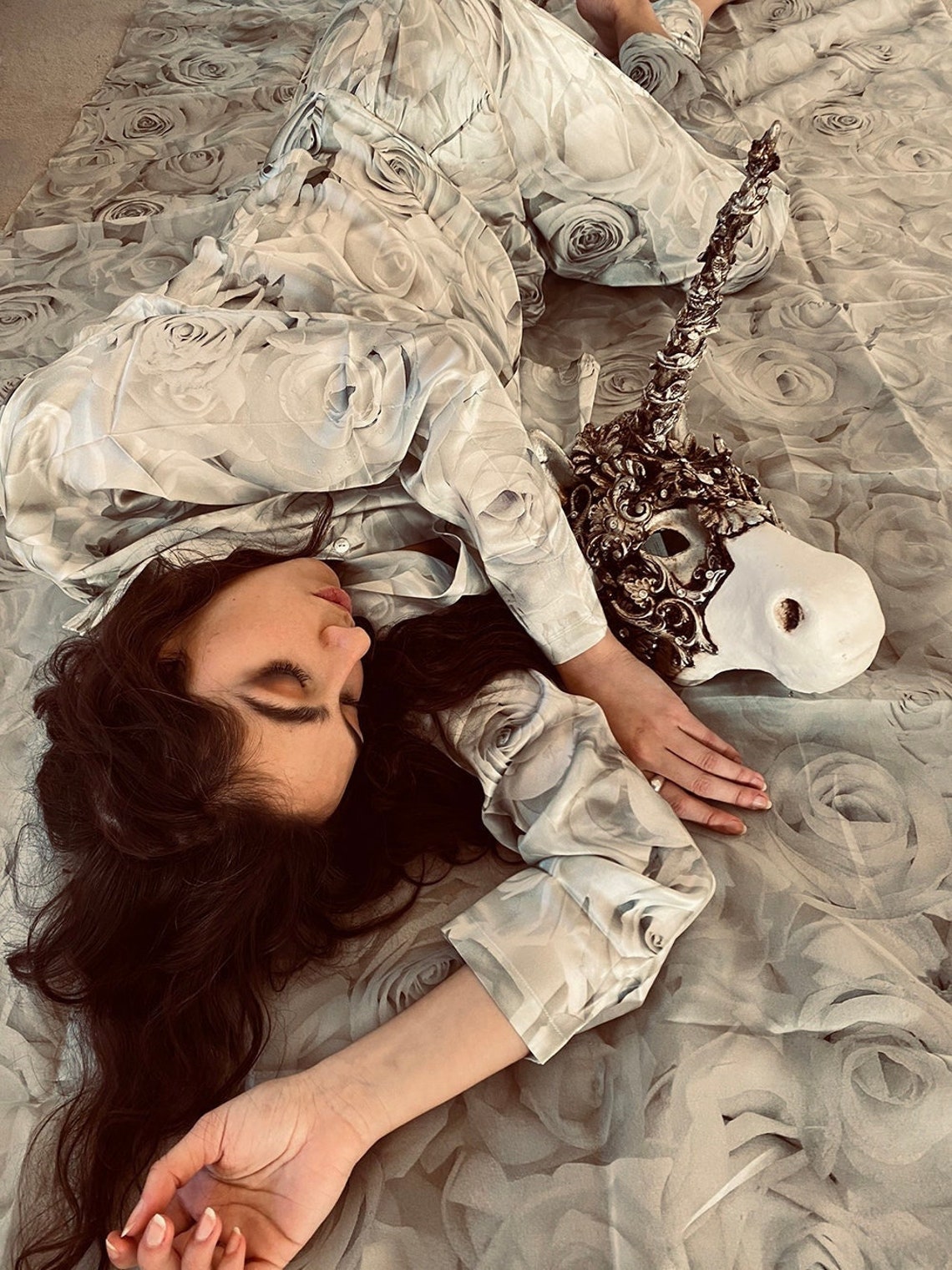 Mulberry Silk Pyjamas, Rose Print, Bridal Boudoir Collection by Silk ...