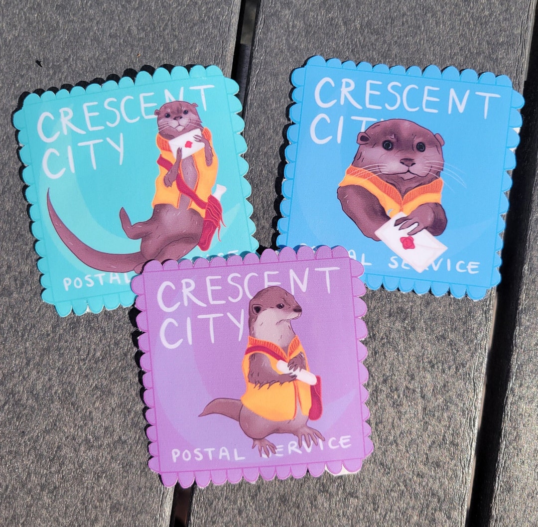 Crescent City Messenger Otter Postal Stamp Sticker Set of 3, Sarah J ...