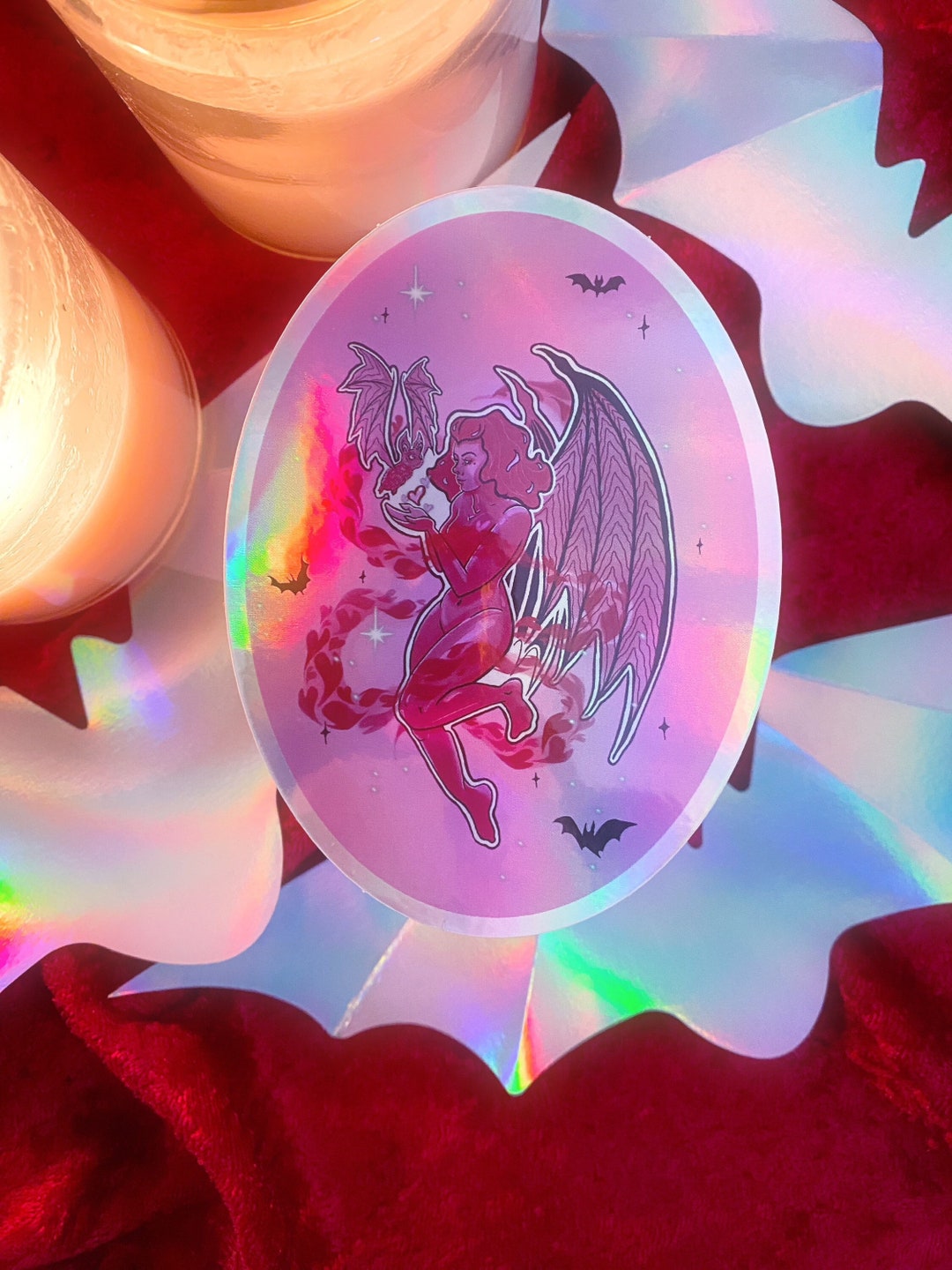 Batty for You | Batty Woman | Gothic Pin up | Holographic Sticker - Etsy