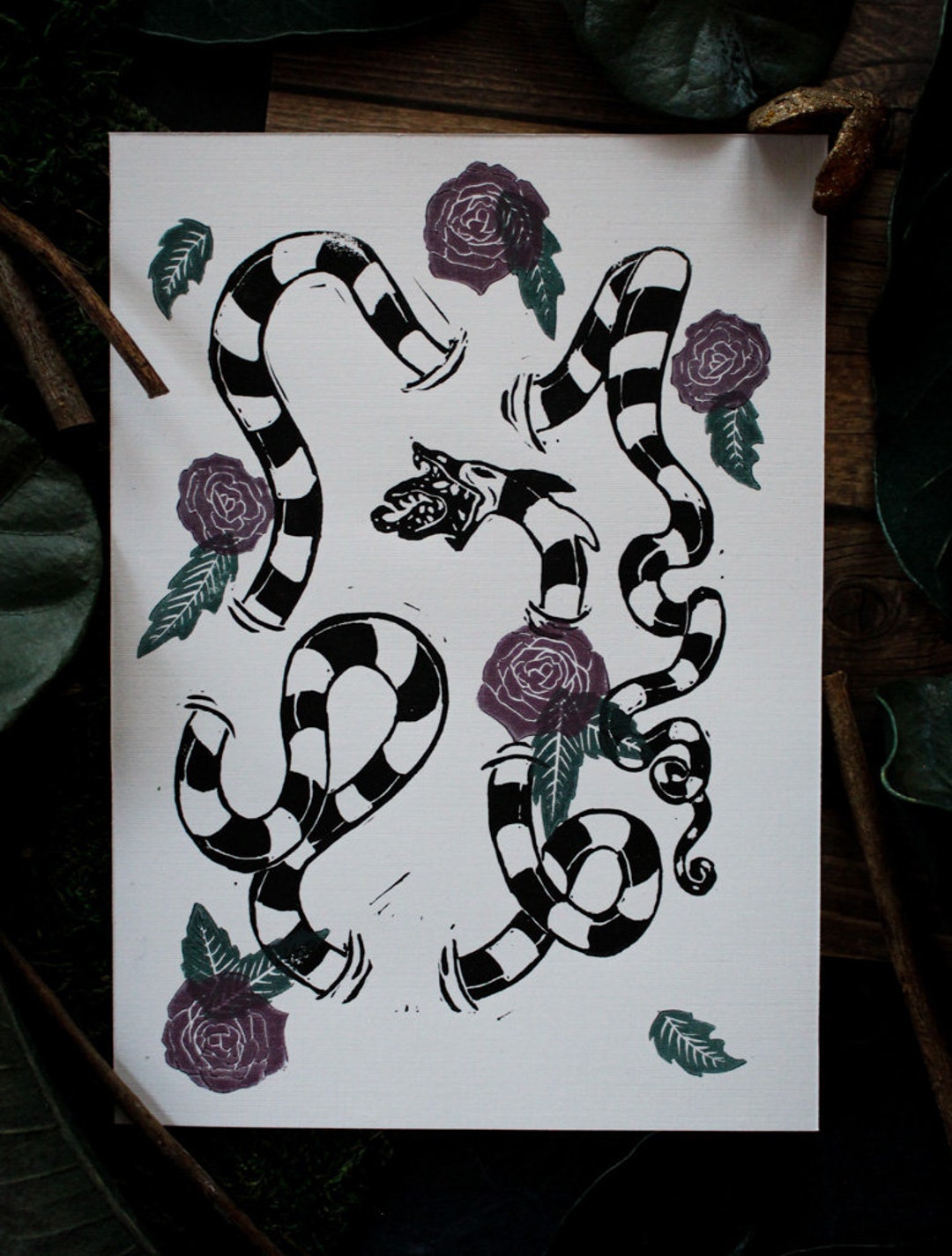 5x7 Beetlejuice Sandworm Block Print - Etsy