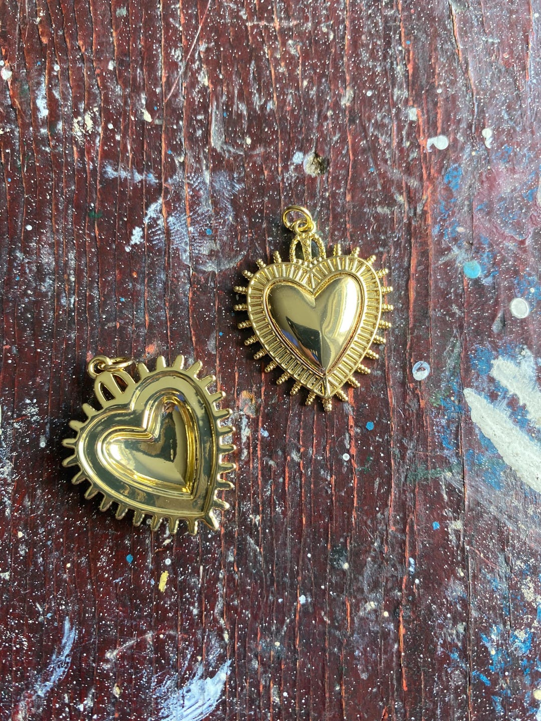 Large Heart Charms/gold Filled Heart Pendants/18k Gold Filled/large ...