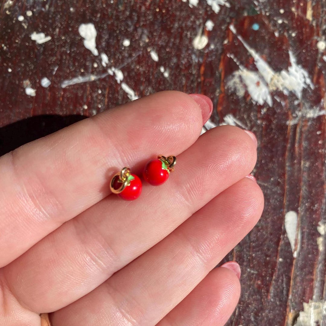 3D Tomato Charms/red Enamel/gold Tone/tomato Charms/tiny Food Charms - Etsy