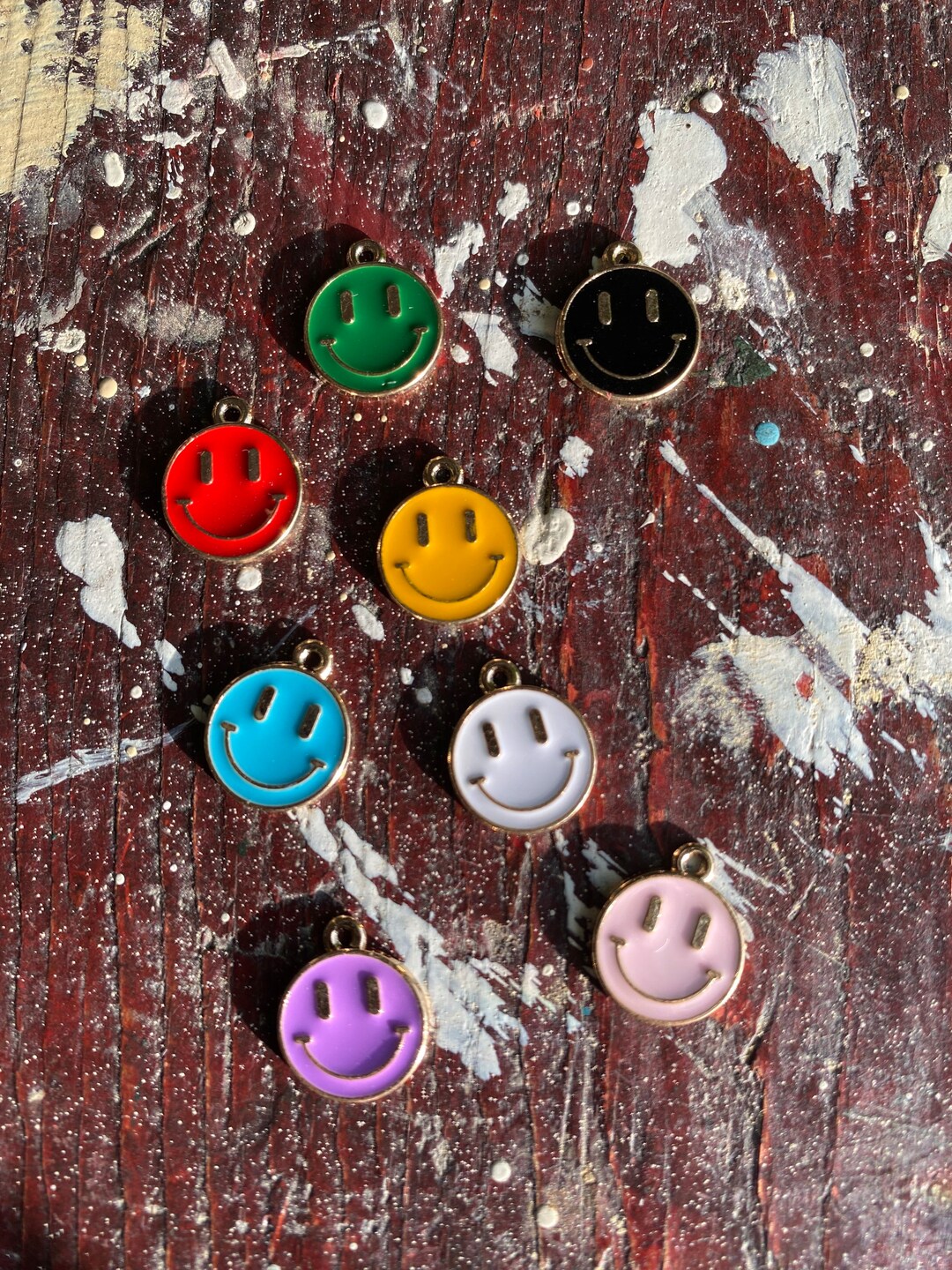 Smiley Face Charm/happy Face Charm/gold Charm/multicolor - Etsy