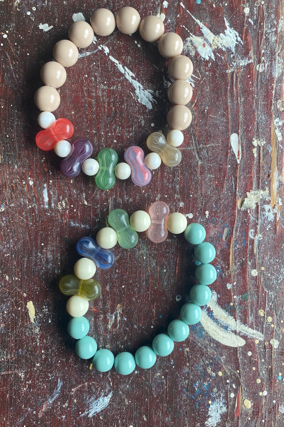 Vintage Beaded Bracelet/vintage Glass Peanut Beads - the Peanut - Etsy
