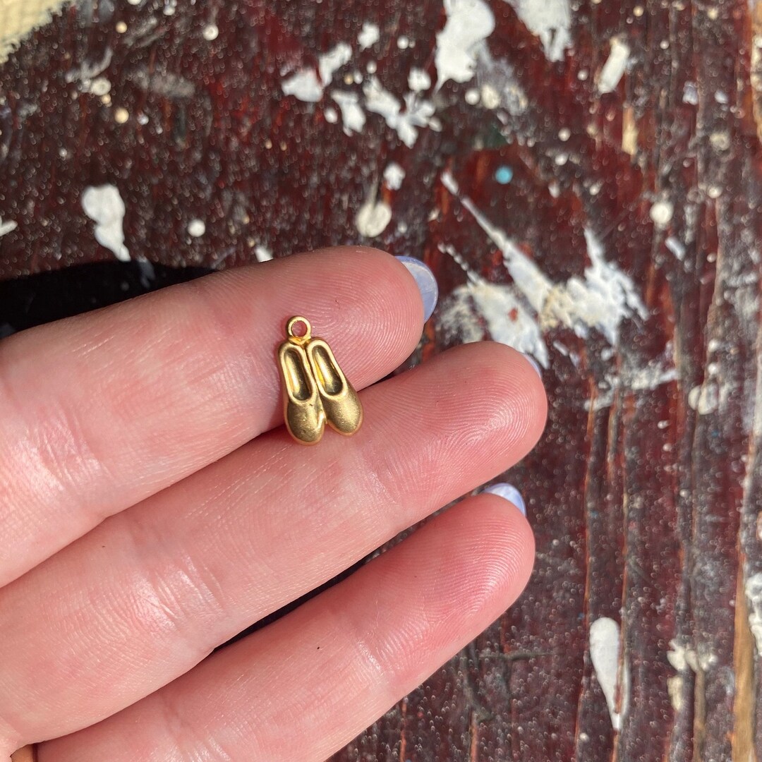 Raw Brass Ballet Shoes Charm/small Brass Charms/ballet Charms - Etsy