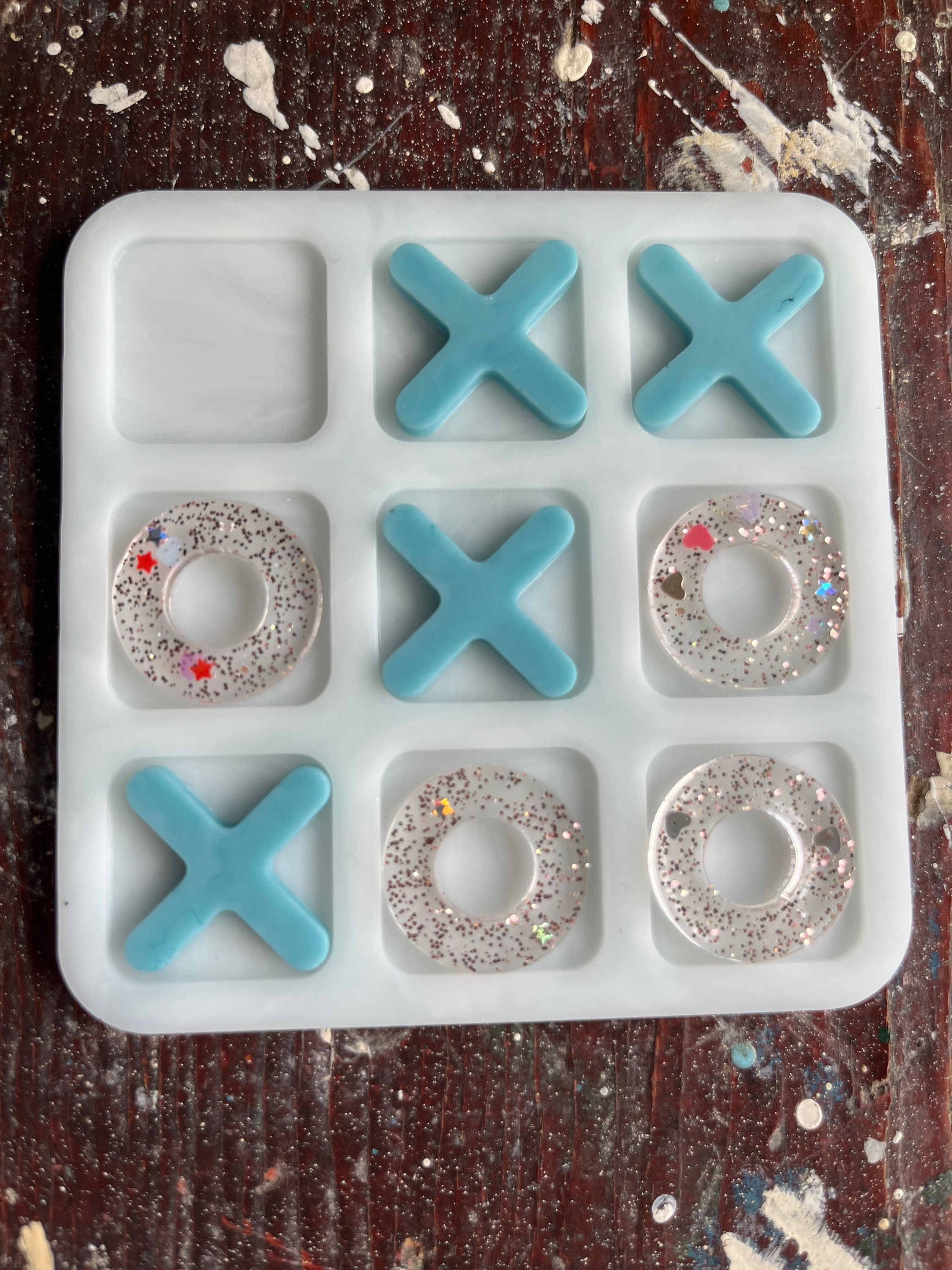 Custom Mini Tic-tac-toe Board/hand Poured Resin Game - Etsy