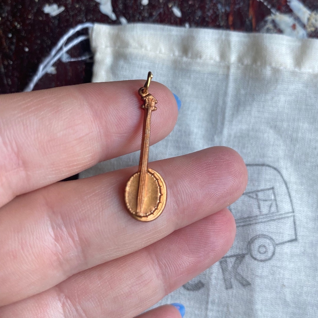 Raw Vintage Brass Banjo Charm/small Banjo Charm/vintage Musical Charms ...