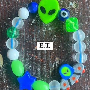 Kids Beaded Bracelets/space Theme Beaded Bracelet/alien Friends - Etsy