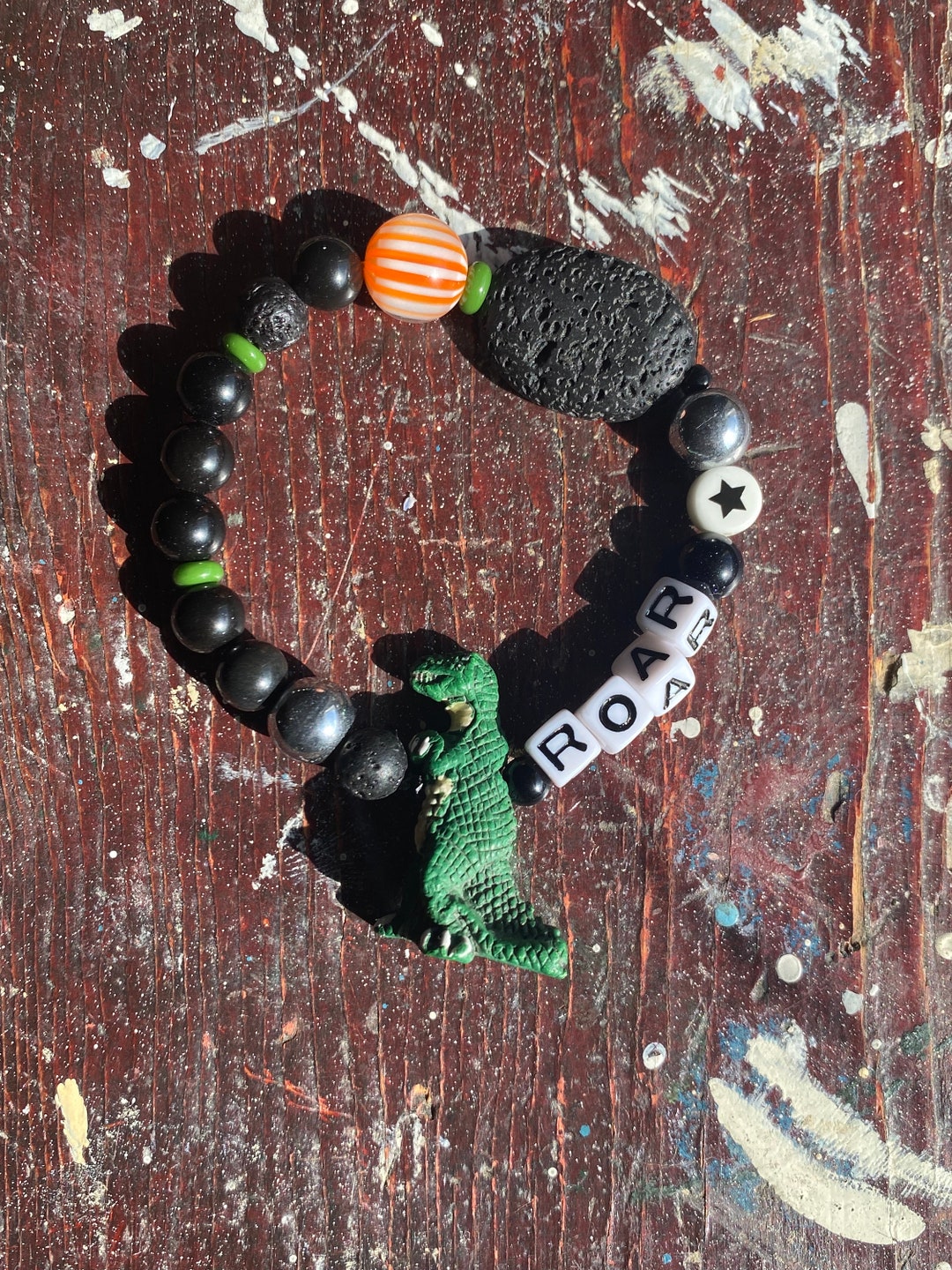 Stretch Elastic Beaded Bracelet/roar Dino Bracelet/t-rex Bracelet - Etsy