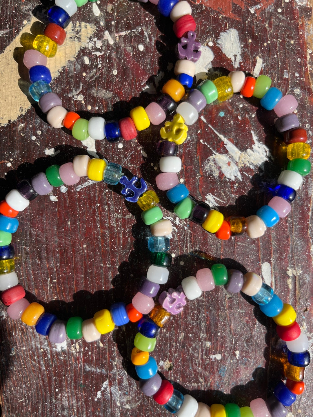 Vintage Crow Bead Bracelet- Anchor - Etsy