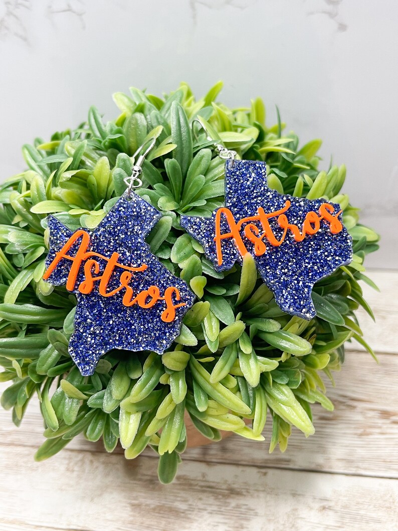 Astros Earrings, Acrylic Earrings, Game Day - Etsy