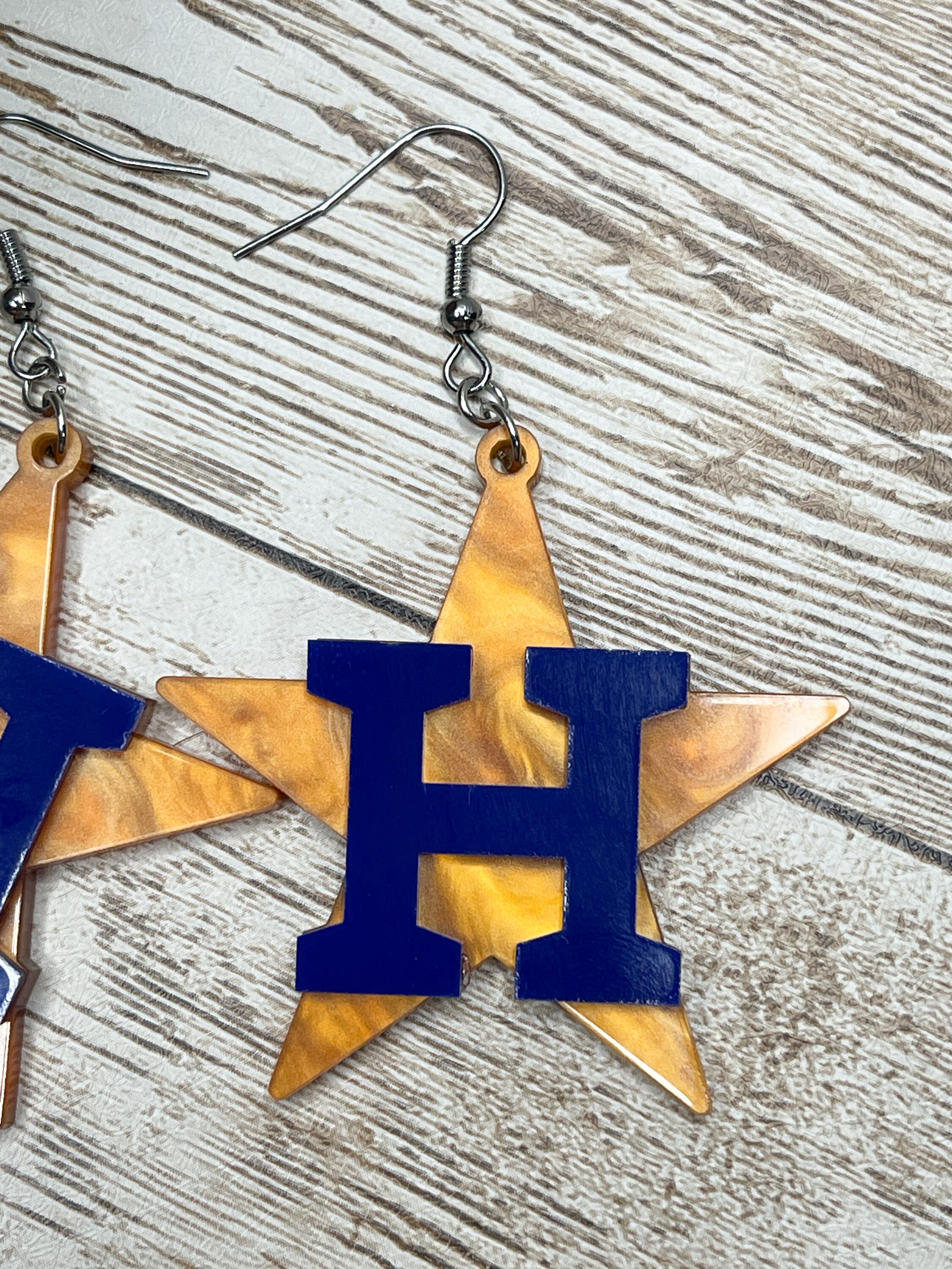 Astros Earrings, Acrylic Earrings, Game Day - Etsy