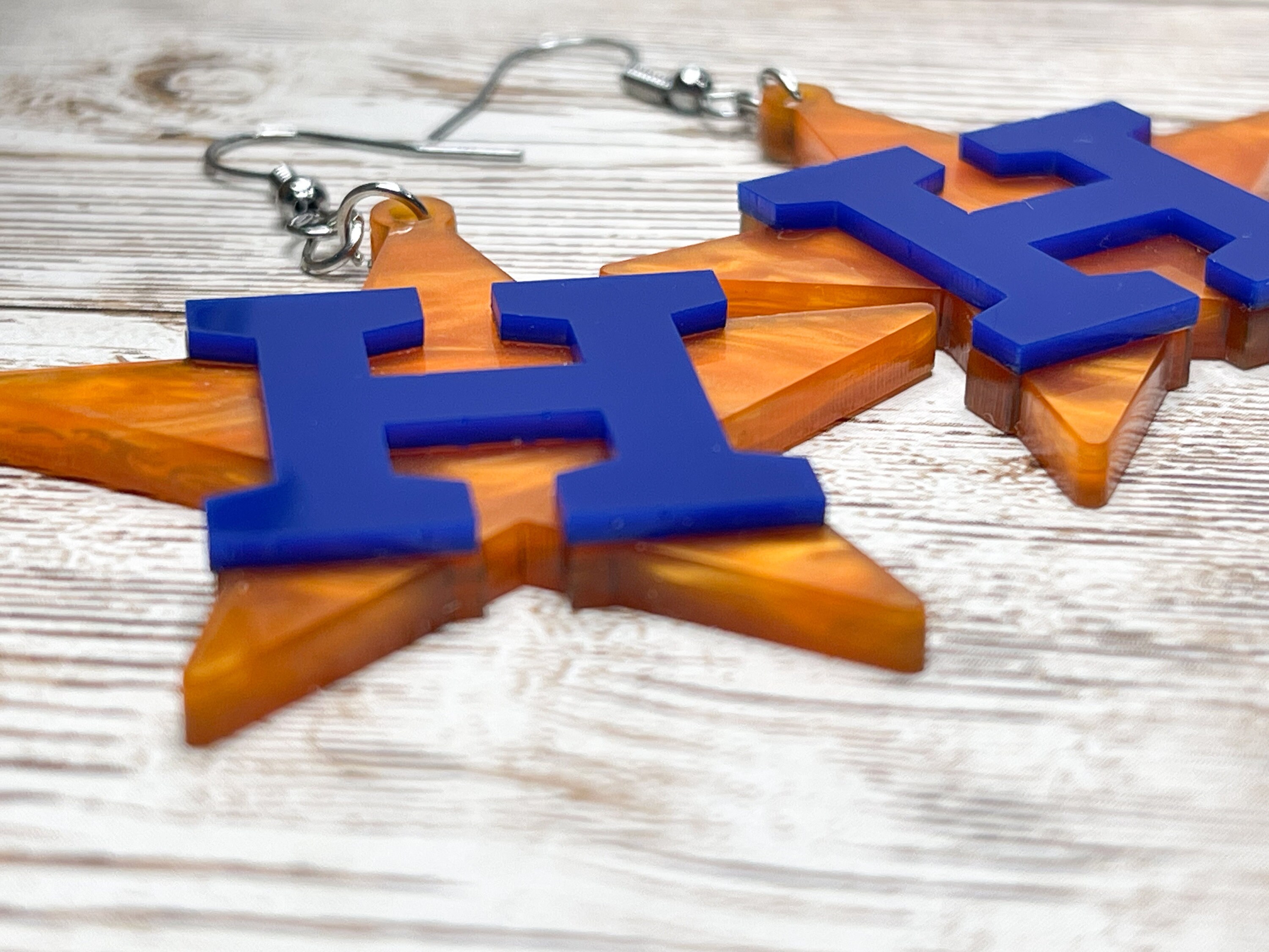 Astros Earrings, Acrylic Earrings, Game Day - Etsy
