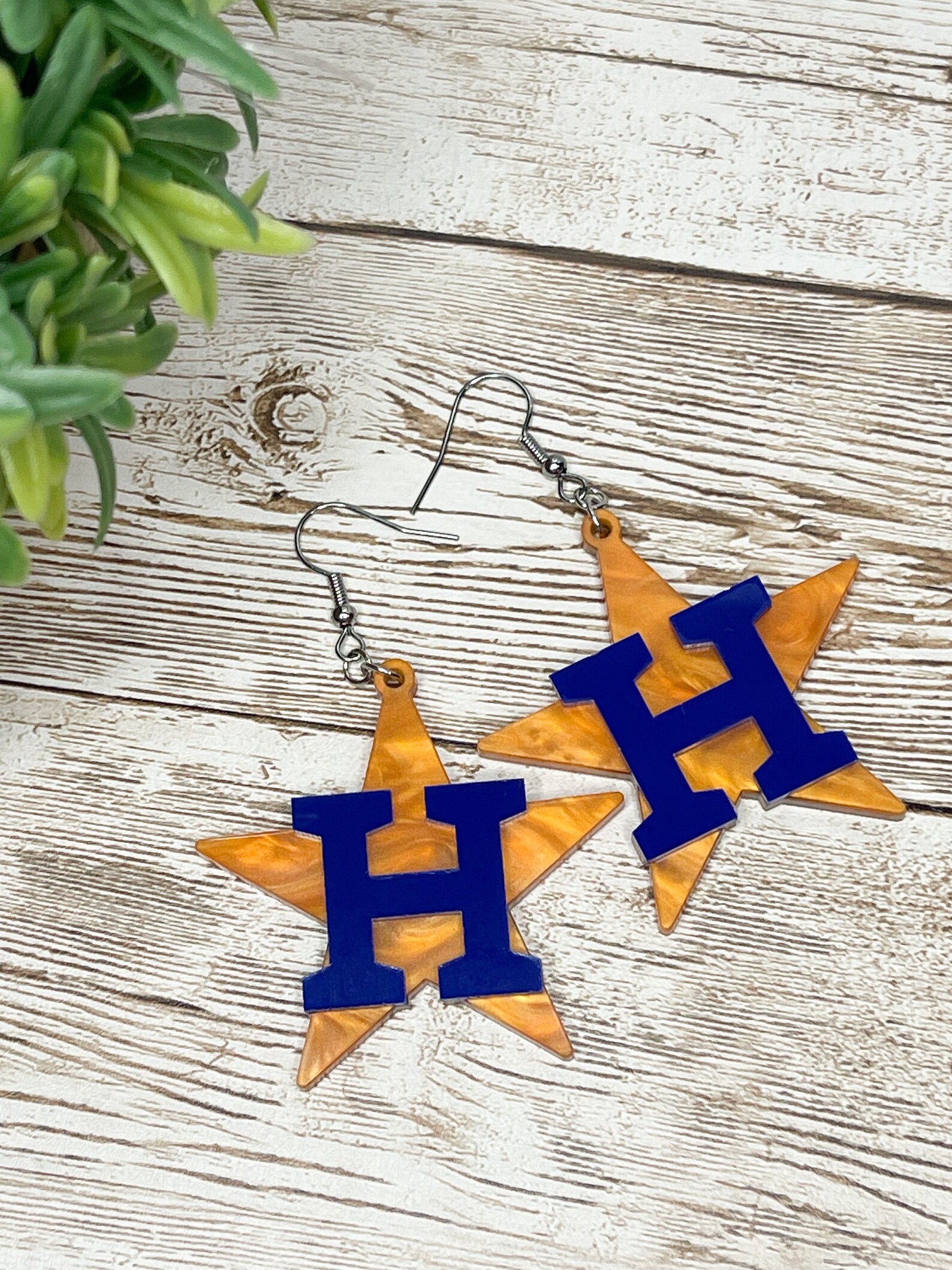 Astros Earrings, Acrylic Earrings, Game Day - Etsy
