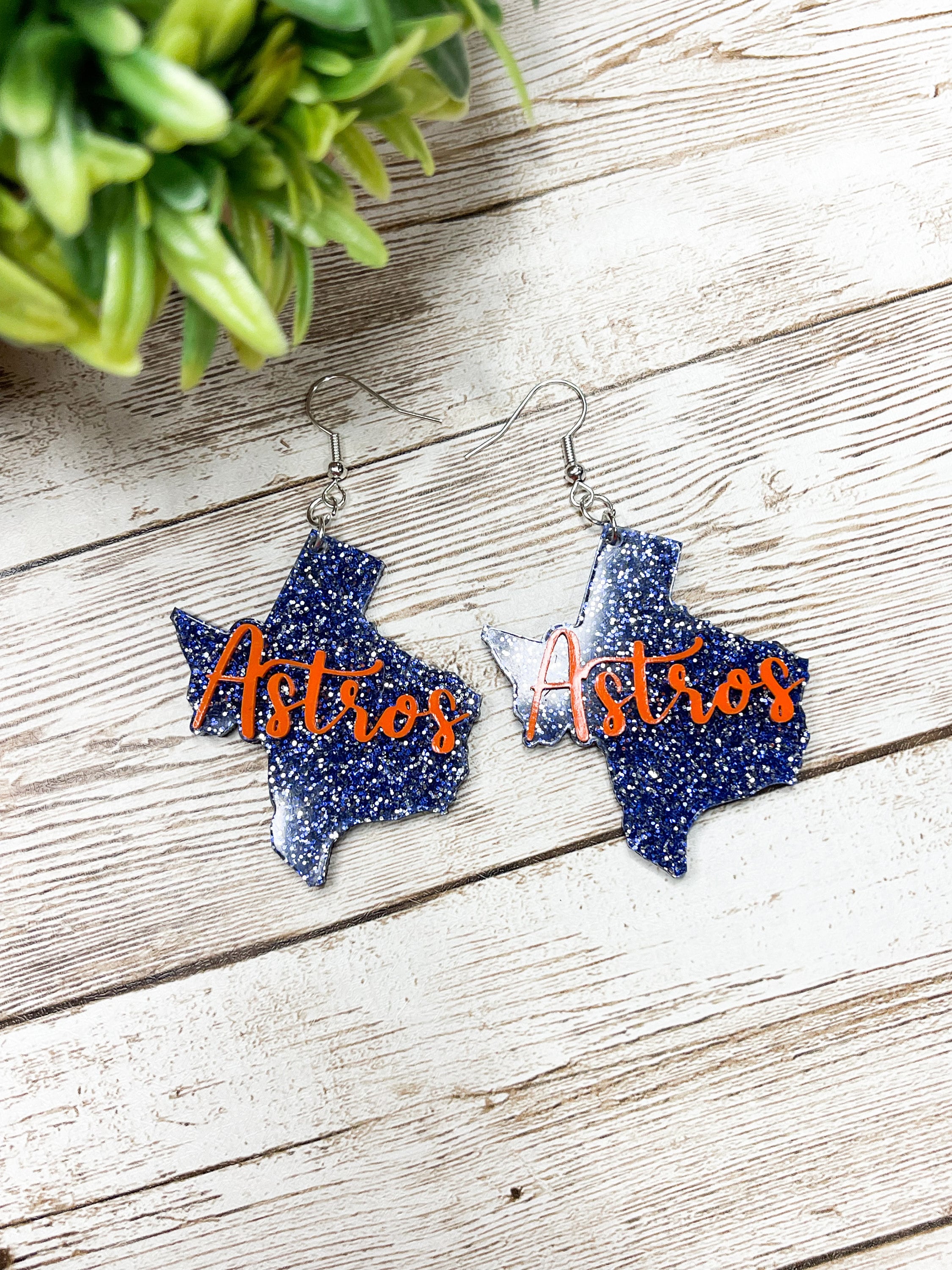 Astros Earrings, Acrylic Earrings, Game Day - Etsy