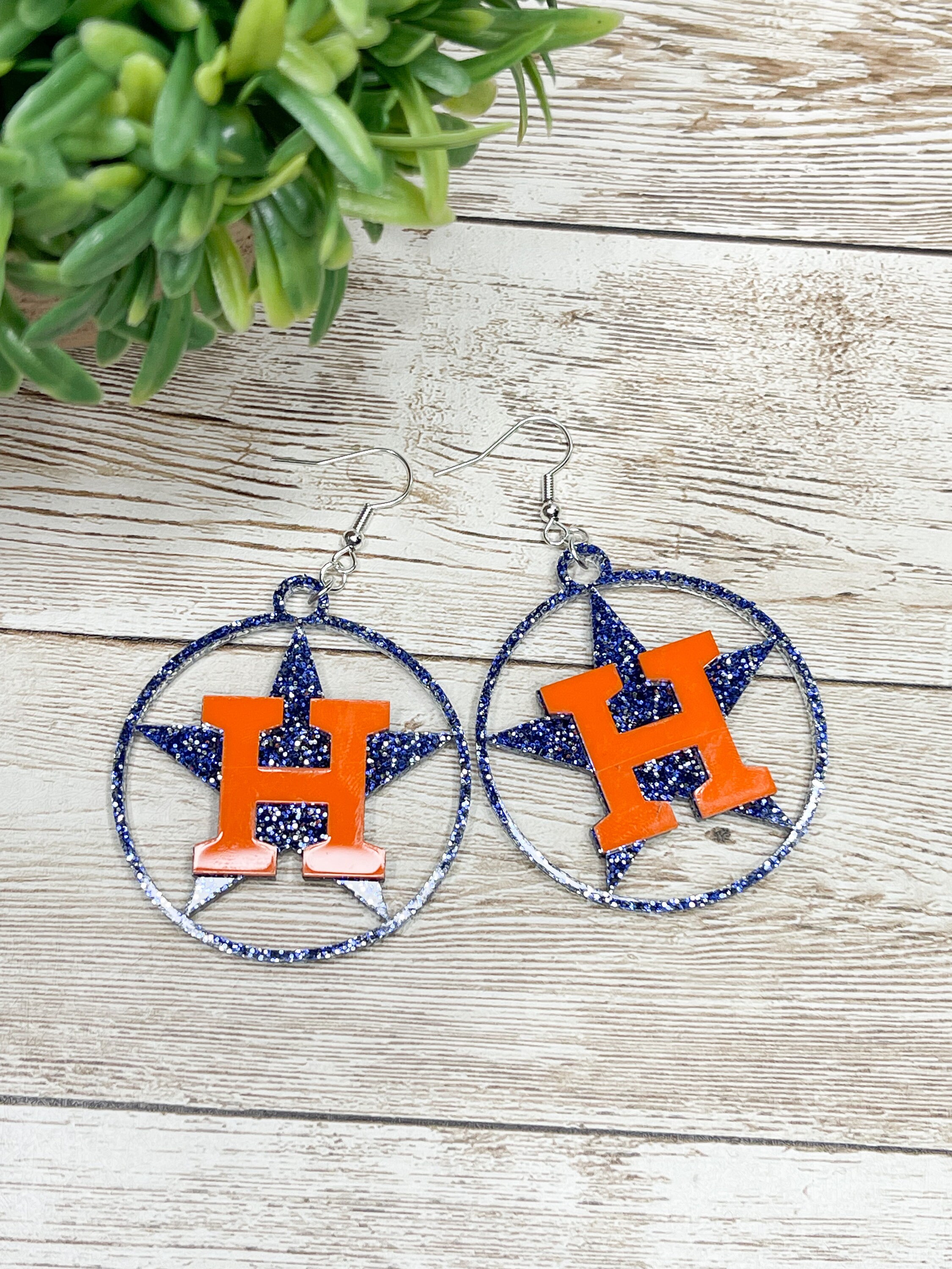 Astros Earrings, Acrylic Earrings, Game Day - Etsy