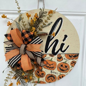 Spooky Jack-o'-lantern Halloween Door Hanger, Handmade Halloween Décor ...