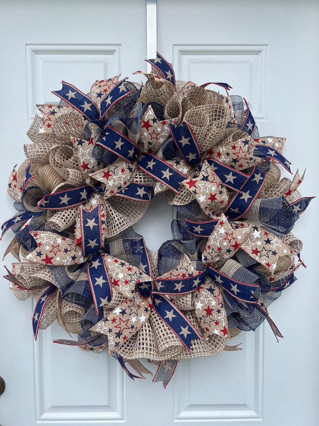 Patriotic Decor, Rustic Memorial Day Wreath for Front Door, 4th of July ...