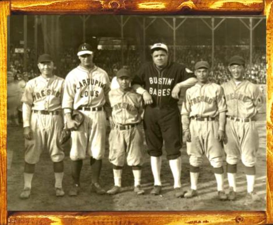 Lou Gehrig and Babe Ruth & Japan Players Vintage Sepia Black and White ...
