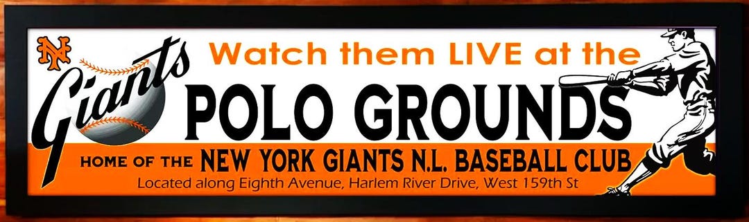 NY Giants Polo Grounds Baseball 9x36 Photo Print Direct to Wood Display ...
