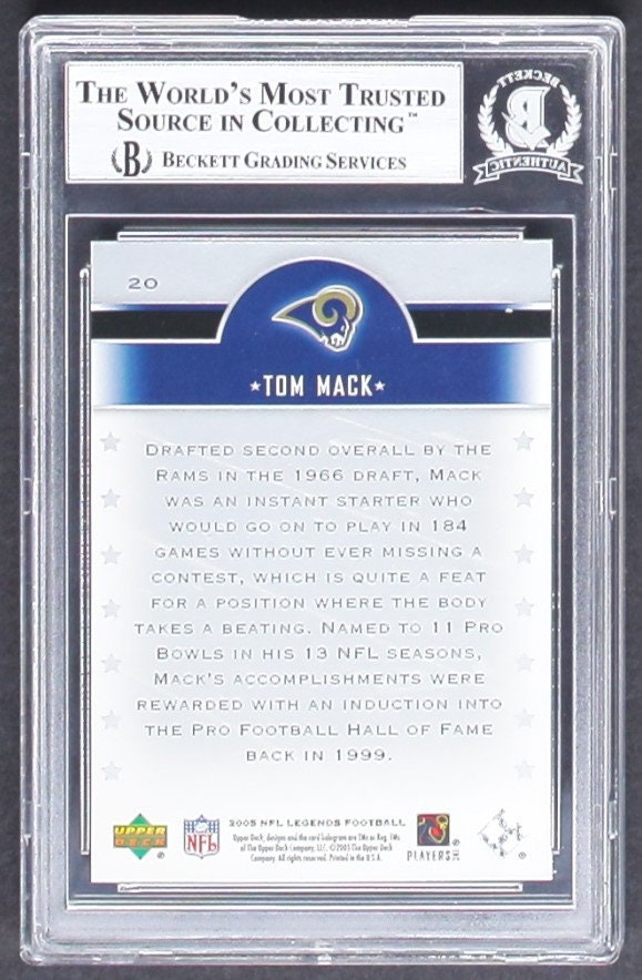 Tom Mack Los Angeles Rams and Hall of Famer Signed 2005 Upper Deck ...