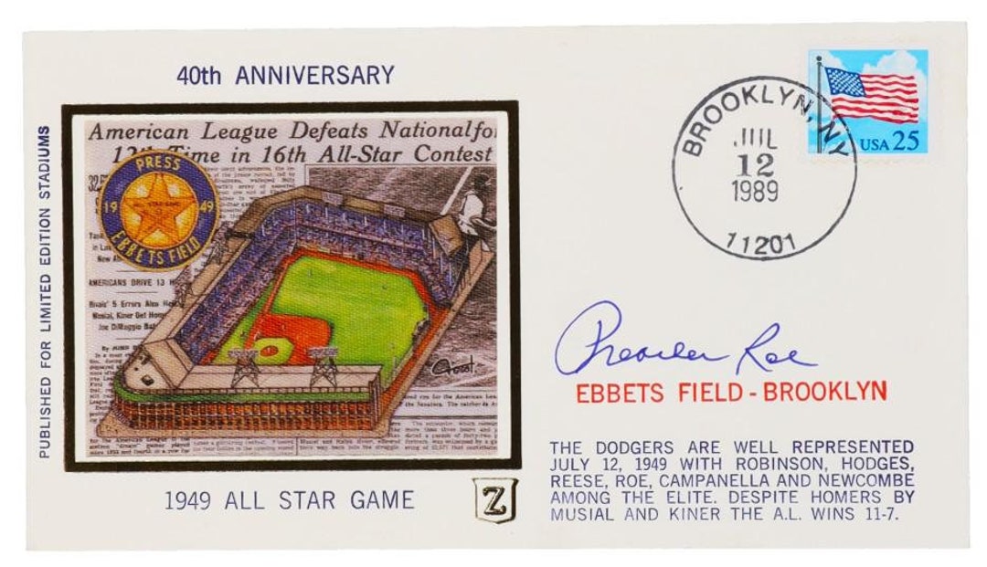 Preacher Roe Brooklyn Dodgers Signed "40th Anniversary-1949 All Star ...