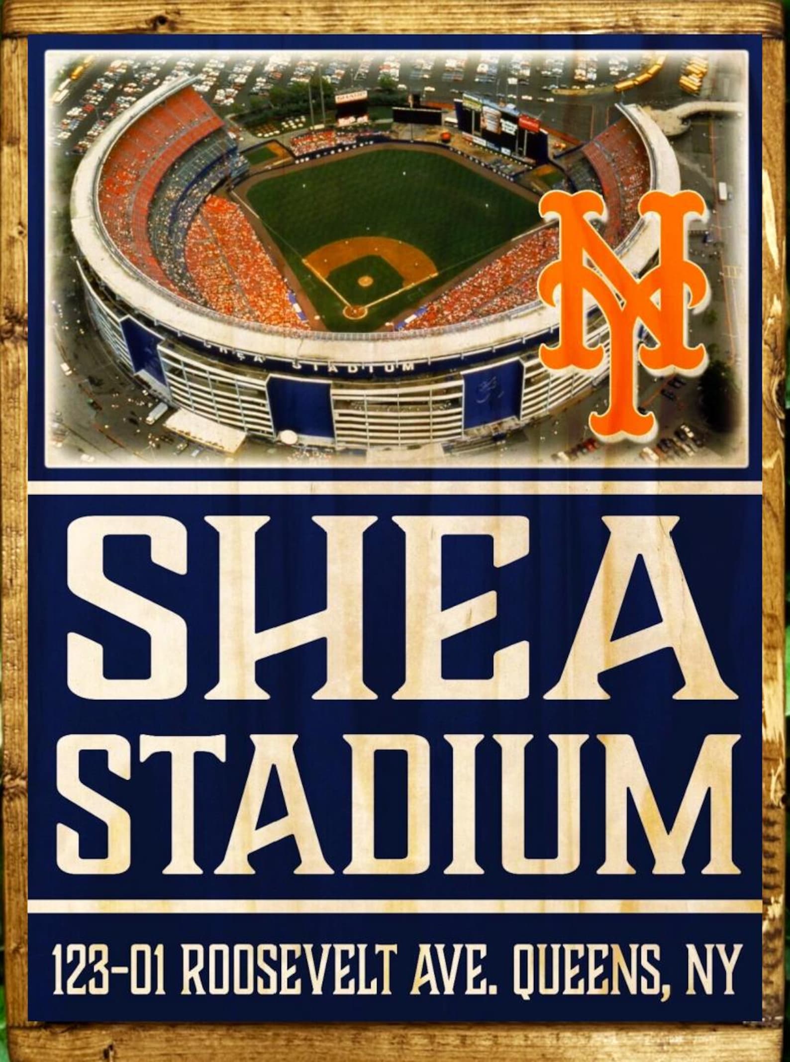 Shea Stadium (new York Mets) Vintage Style 12x16 Wooden Display Sign in ...
