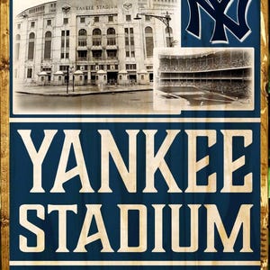 Yankee Stadium (new York Yankees) Vintage Style 12" X 16" Wooden ...