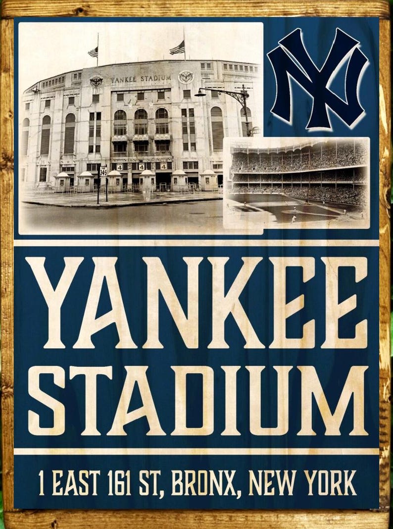 Yankee Stadium (new York Yankees) Vintage Style 12" X 16" Wooden ...