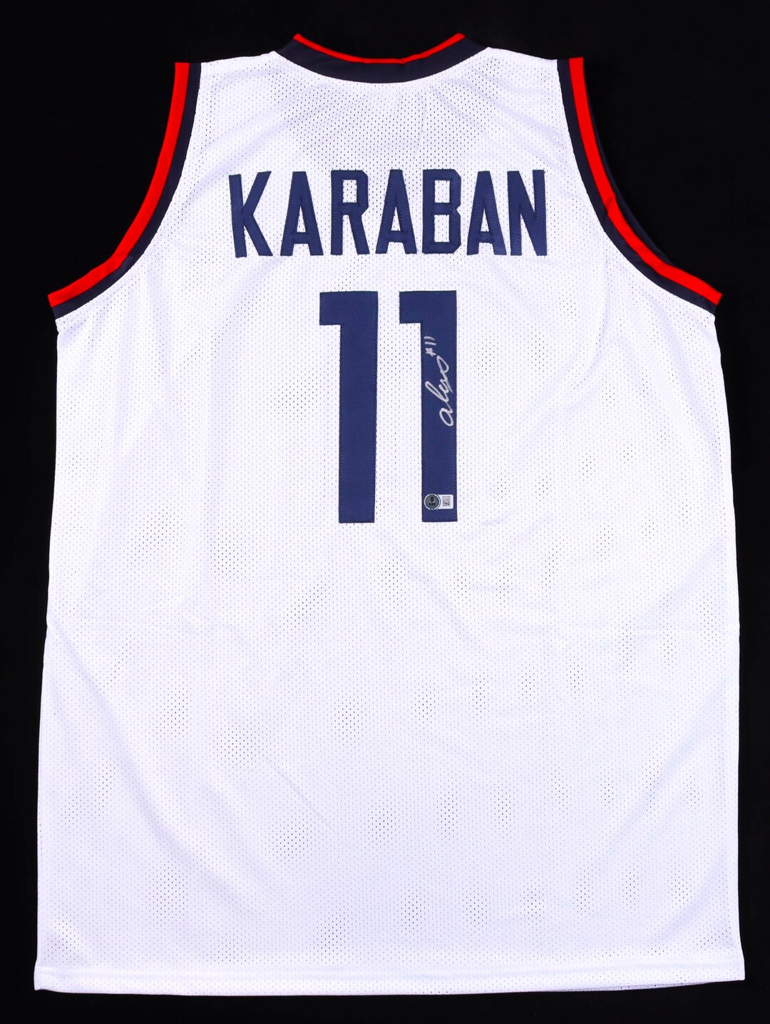 Alex Karaban Uconn Huskies 2x NCAA Men's Basketball Champion Signed Custom White Jersey (beckett ...